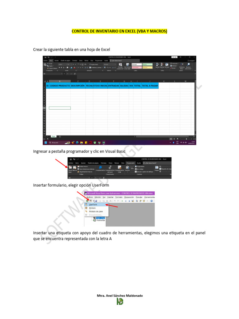 Ejercicio Control de Inventario en Vba | PDF | Microsoft Excel | Visual Basic para Aplicaciones