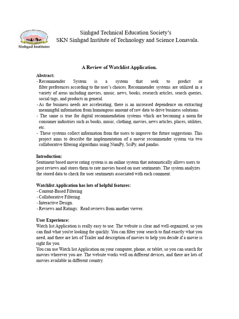 Watchlist Application | PDF | Computer Science | Software Watchlist Application | PDF | Computer Science | Software