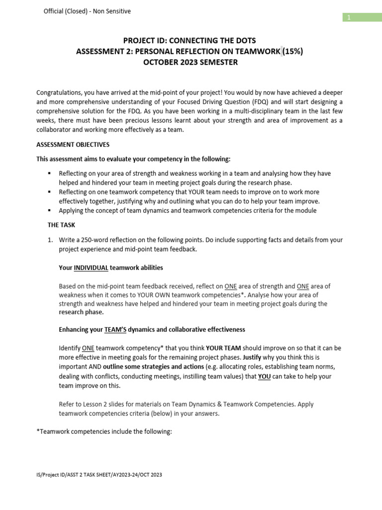 Teamwork Reflection Assessment Guide | PDF | Goal | Leadership