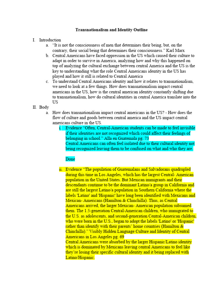 Transnationalism and Identity Outline | PDF | Hispanic And Latino ...