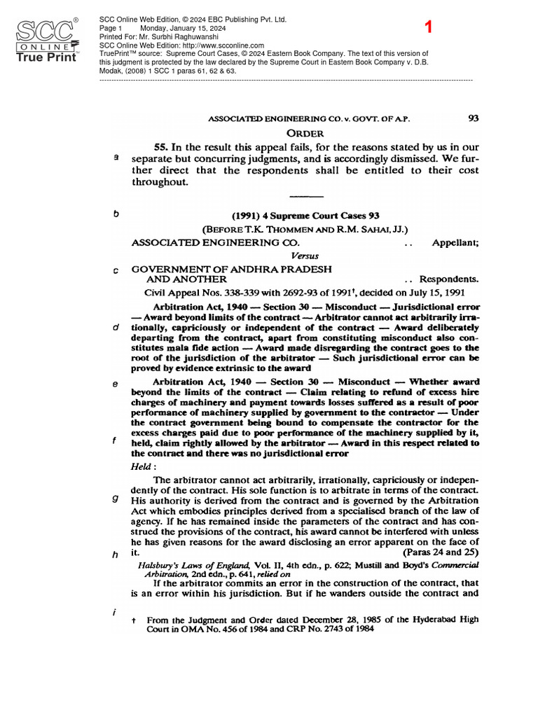 Associated Engineering Co. v. Govt. of A.P., (1991) 4 SCC 93 | PDF | Justice | Crime & Violence