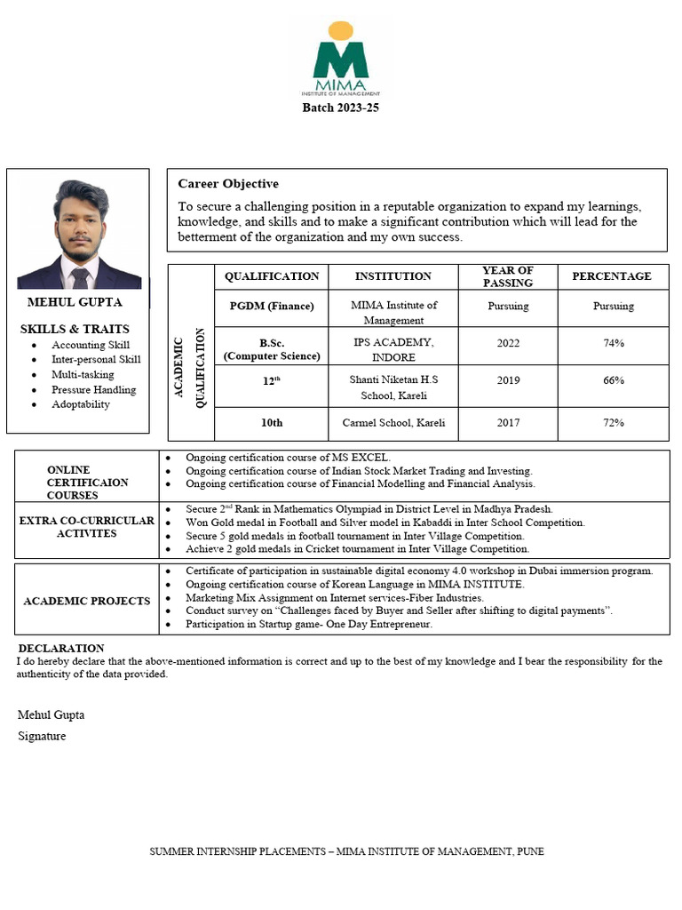 Mehul_cv | PDF | Economies | Business