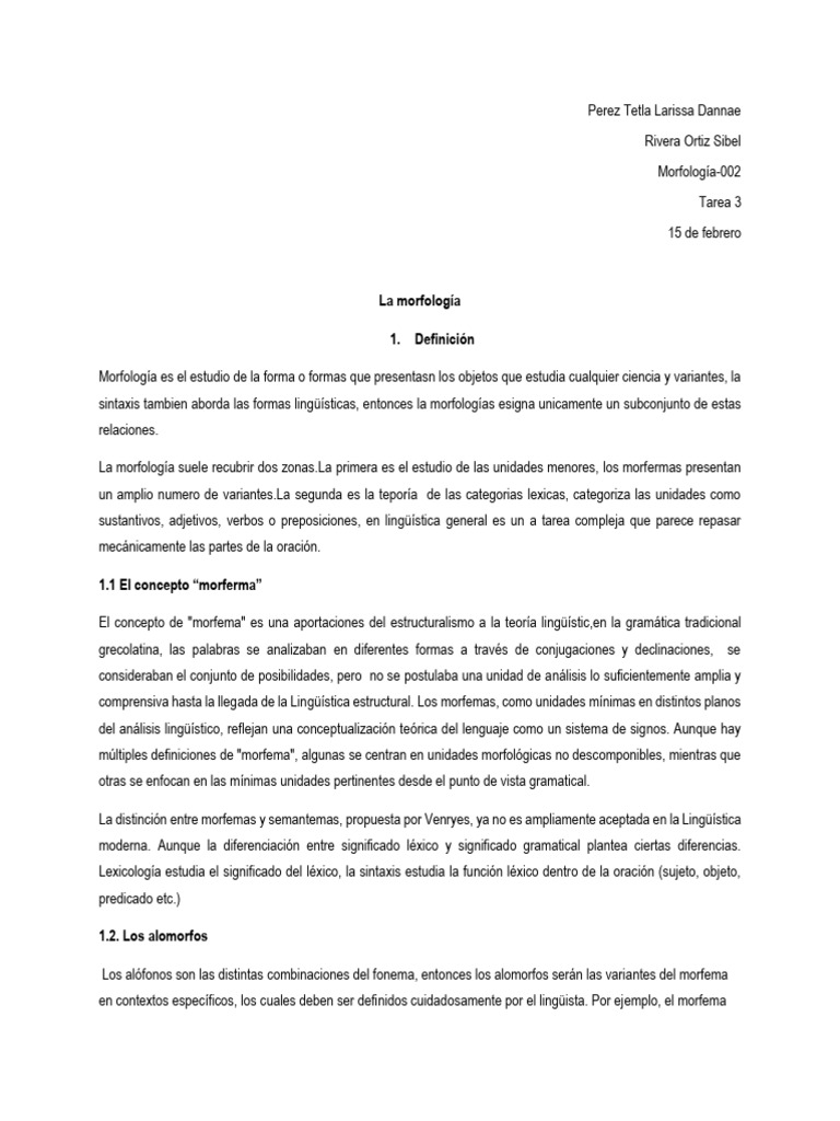 Trabajo 3 | PDF | Palabra | Morfología (Lingüística)