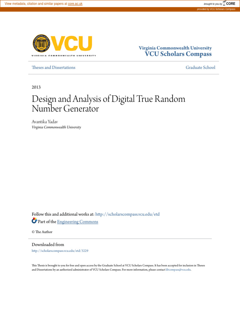 Design and Analysis of Digital True Random Number Generator | PDF ...