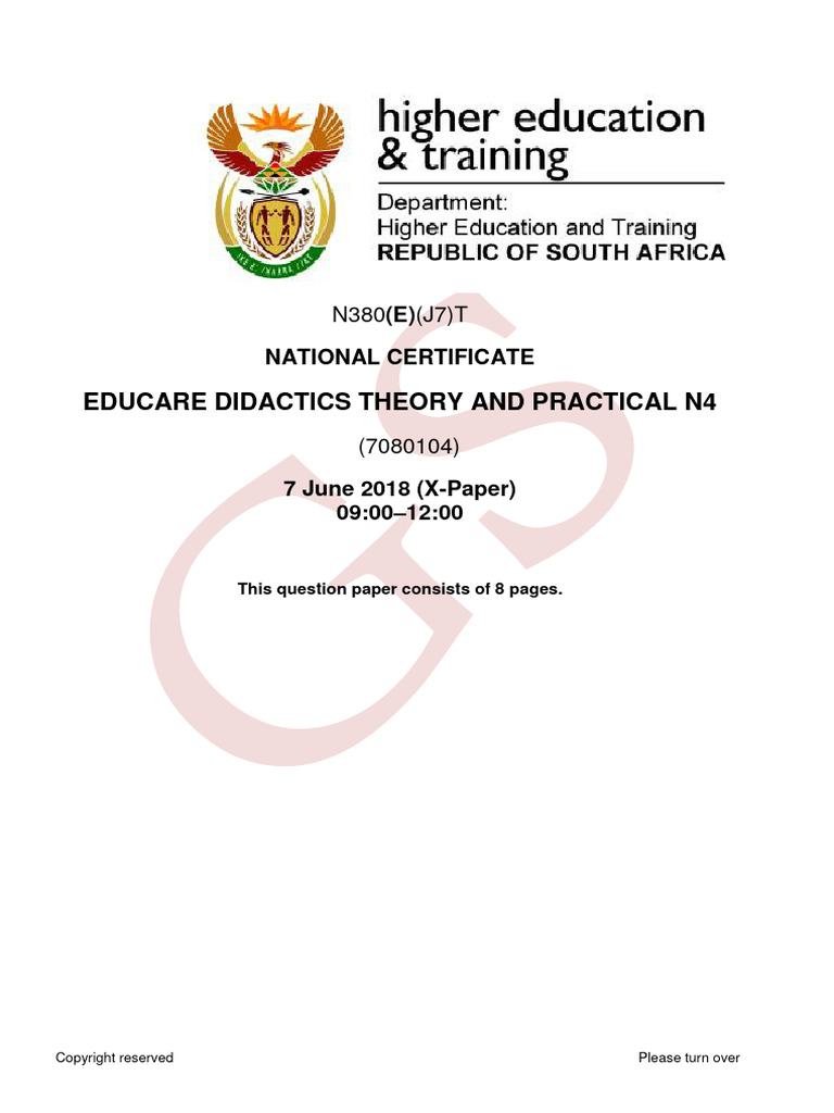 N4 Educare Didactics Theory And Practical June 2018 | PDF ...