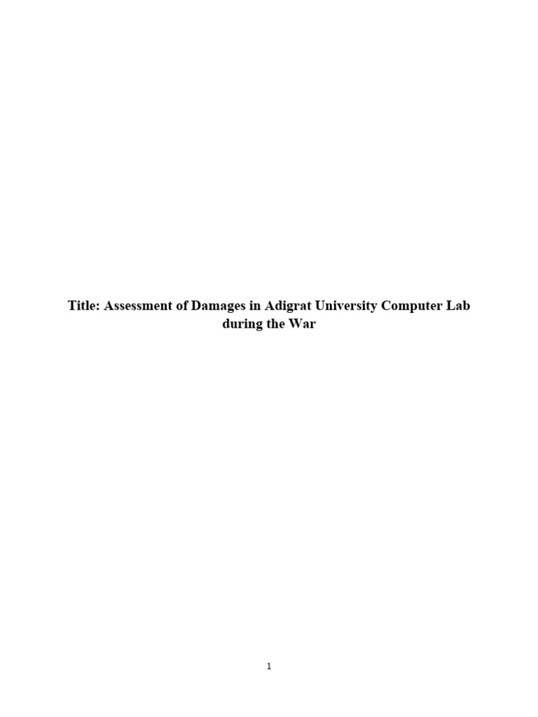 Assessment of Damages in Adigrat University Computer Lab During | PDF ...