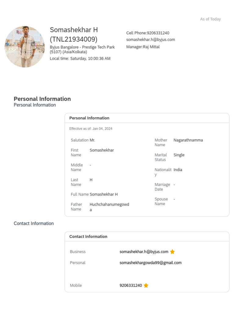 SuccessFactors_ People Profile | PDF | Employment | Bangalore