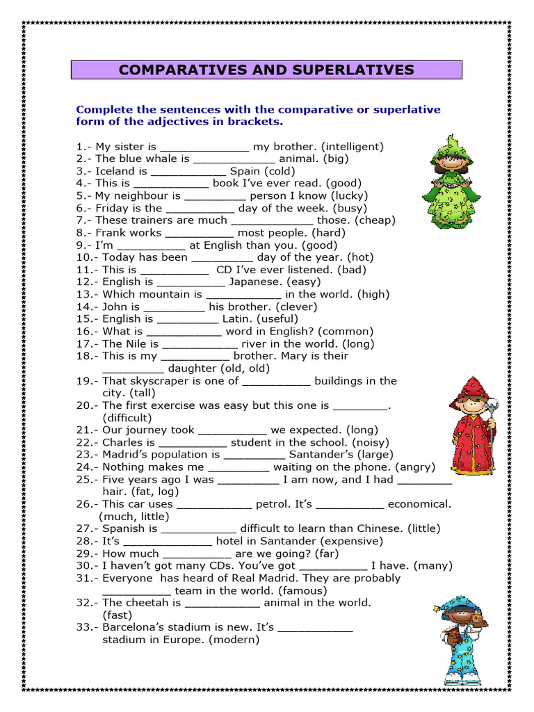 Comparative and Superlative Exercises | PDF