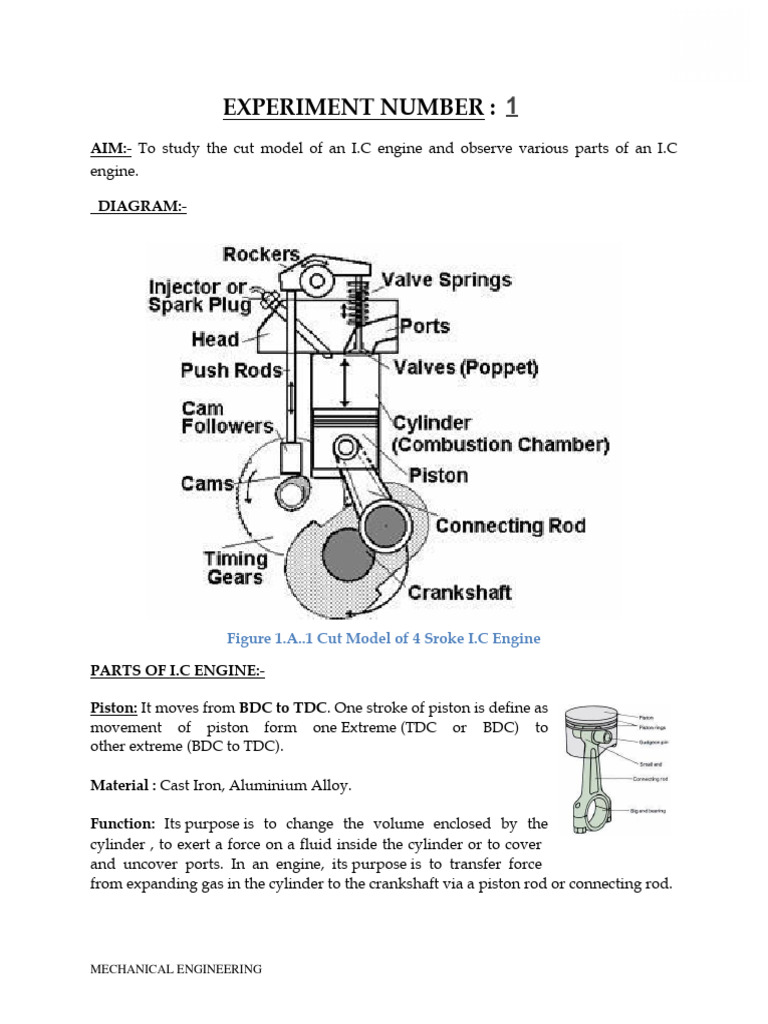 Thermal Lab Experiment 1 | PDF | Internal Combustion Engine | Piston