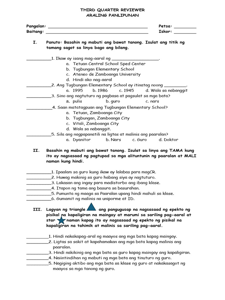 THIRD-QUARTER-Periodical Test Grade 1 | PDF