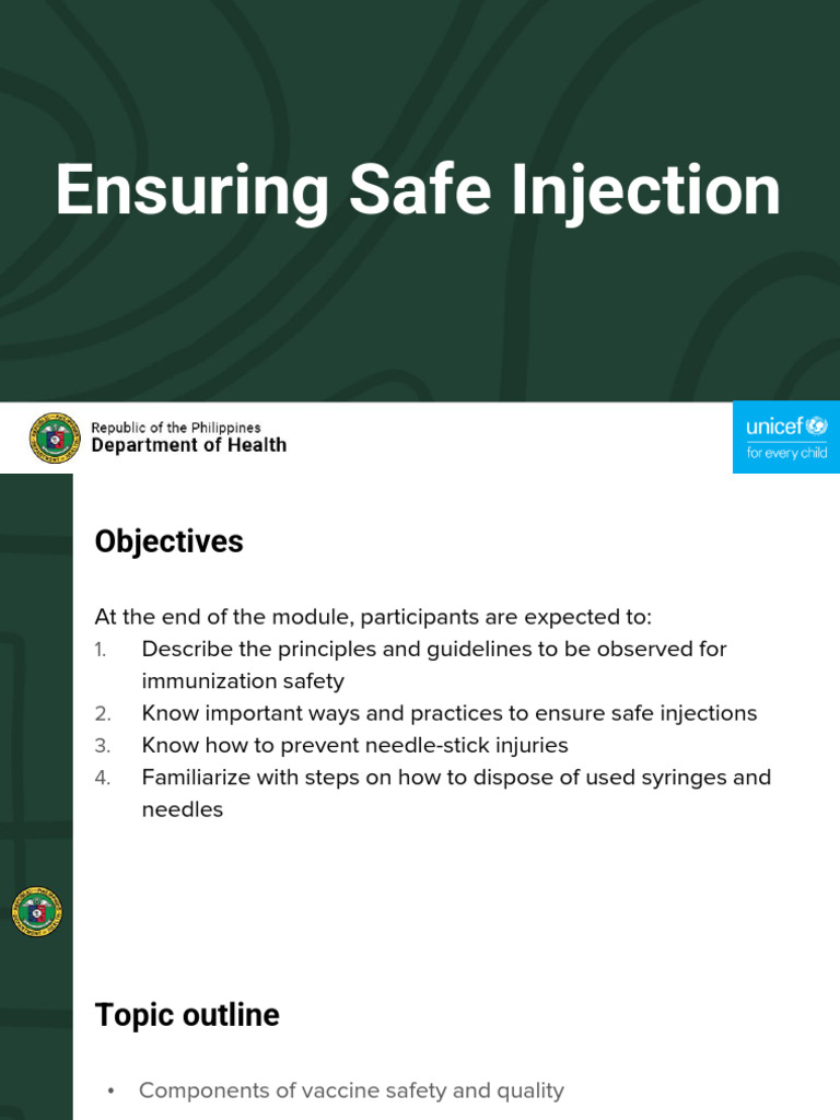 Module 4 - Ensuring Safe Injection | PDF | Injection (Medicine) | Syringe