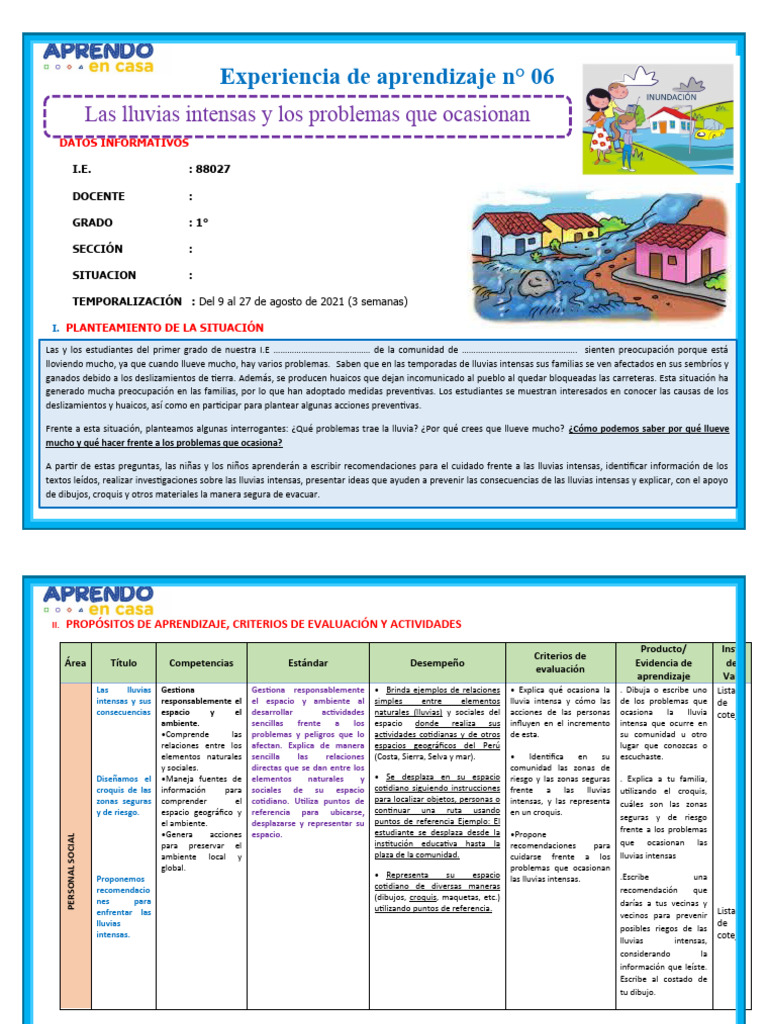 EXPERIENCIA DE APRENDIZAJE 06_Segundo grado | PDF | Sustracción | Aprendizaje