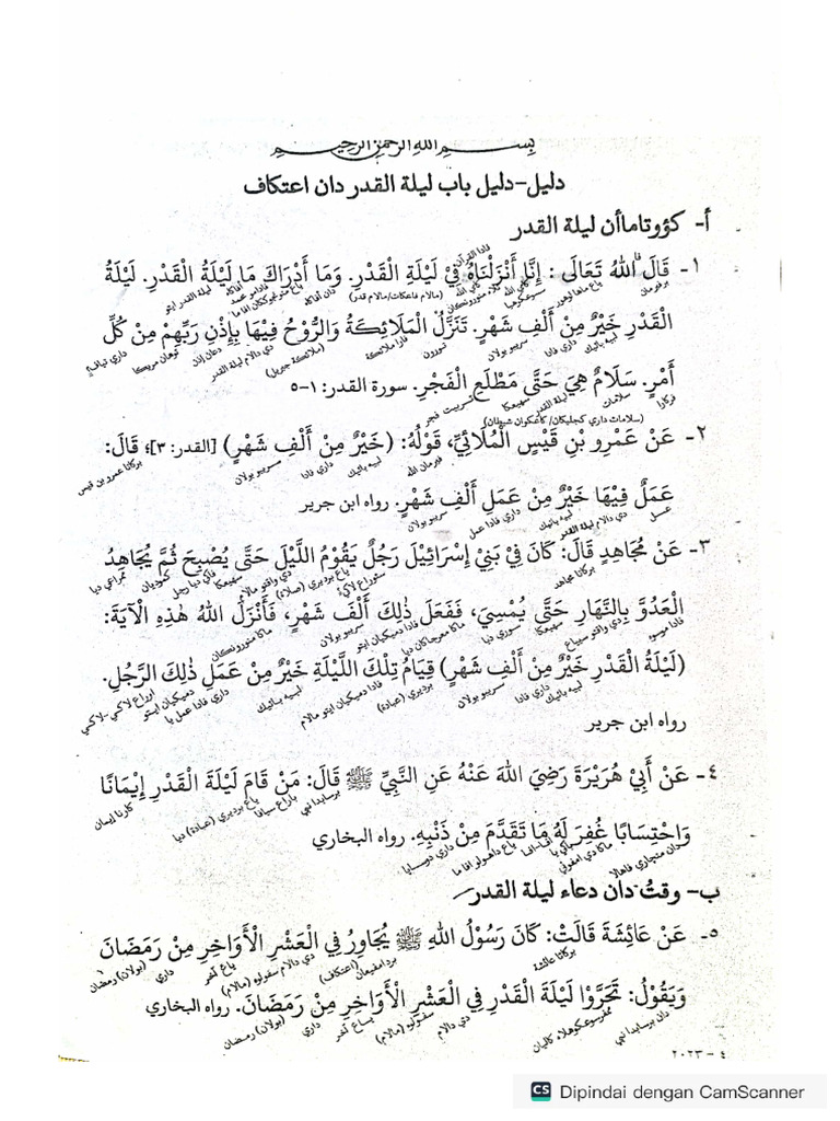 Dalil Dalil Tentang Lailatul Qodar Dan Itikaf | PDF