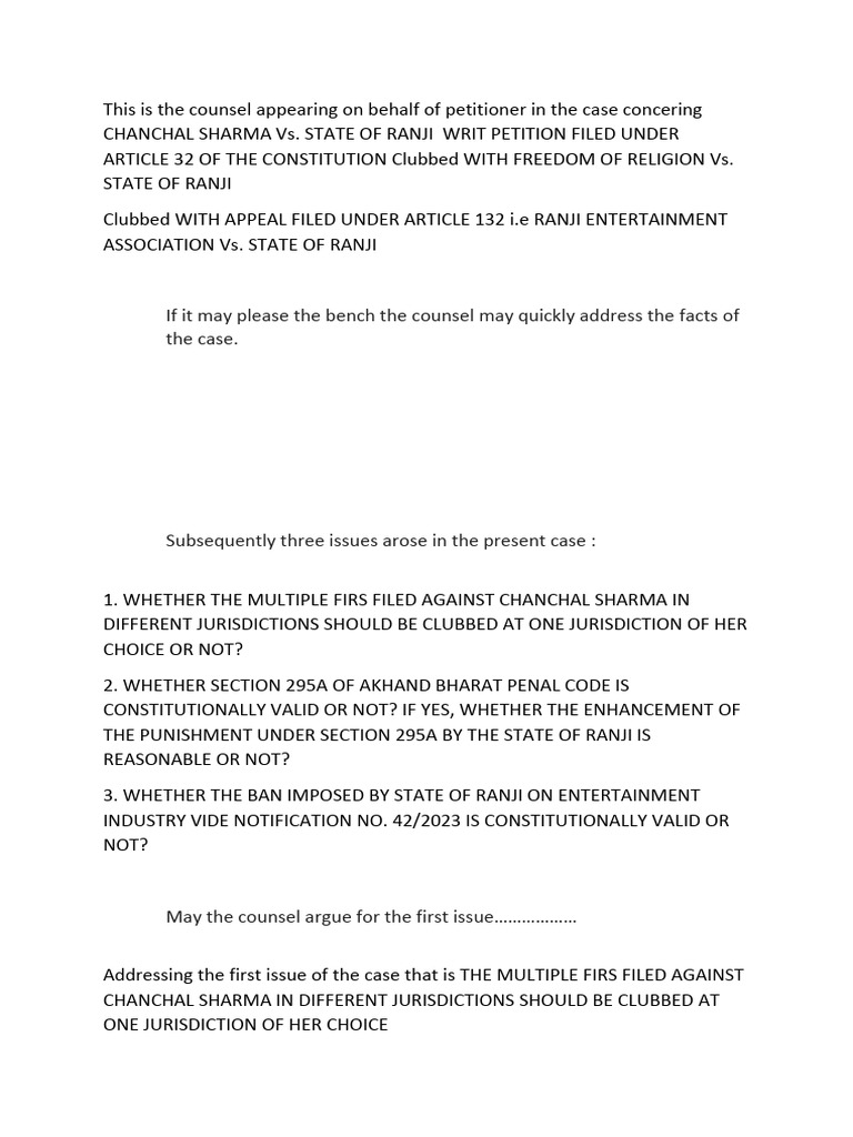 Chanchal Sharma Case: Legal Issues Overview | PDF | Complaint | Legal ...