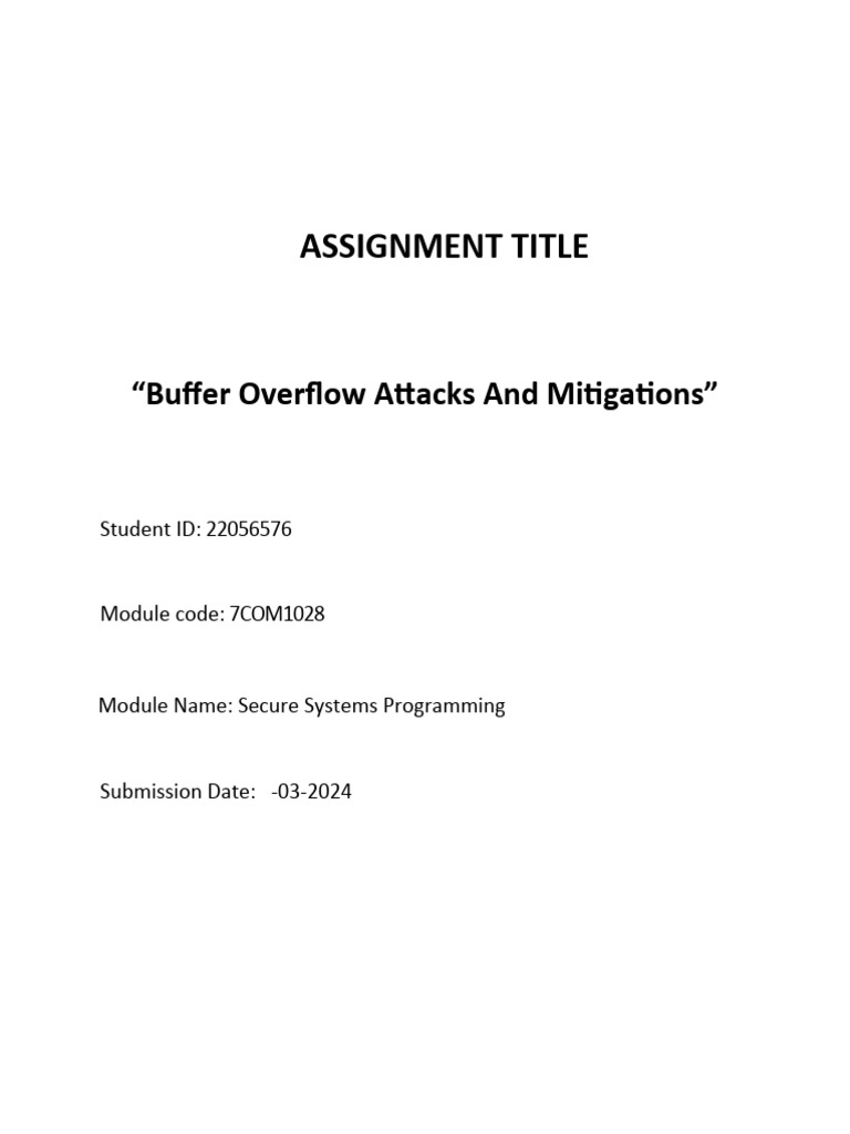 Assignment Title: "Buffer Overflow Attacks and Mitigations" | PDF | String (Computer Science ...