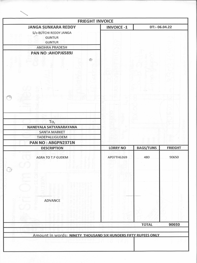 Janga Sunkara Reddy (Ap07th6269) | PDF