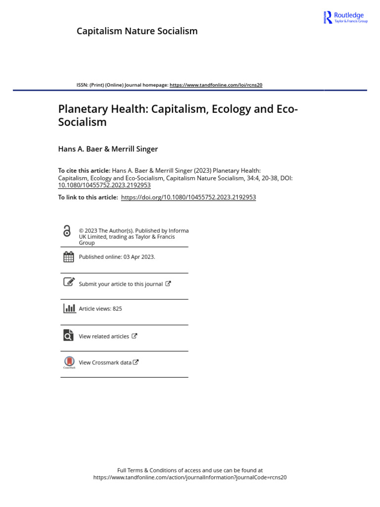 Planetary Health Capitalism Ecology and Eco-Socialism | PDF | Hiv/Aids ...
