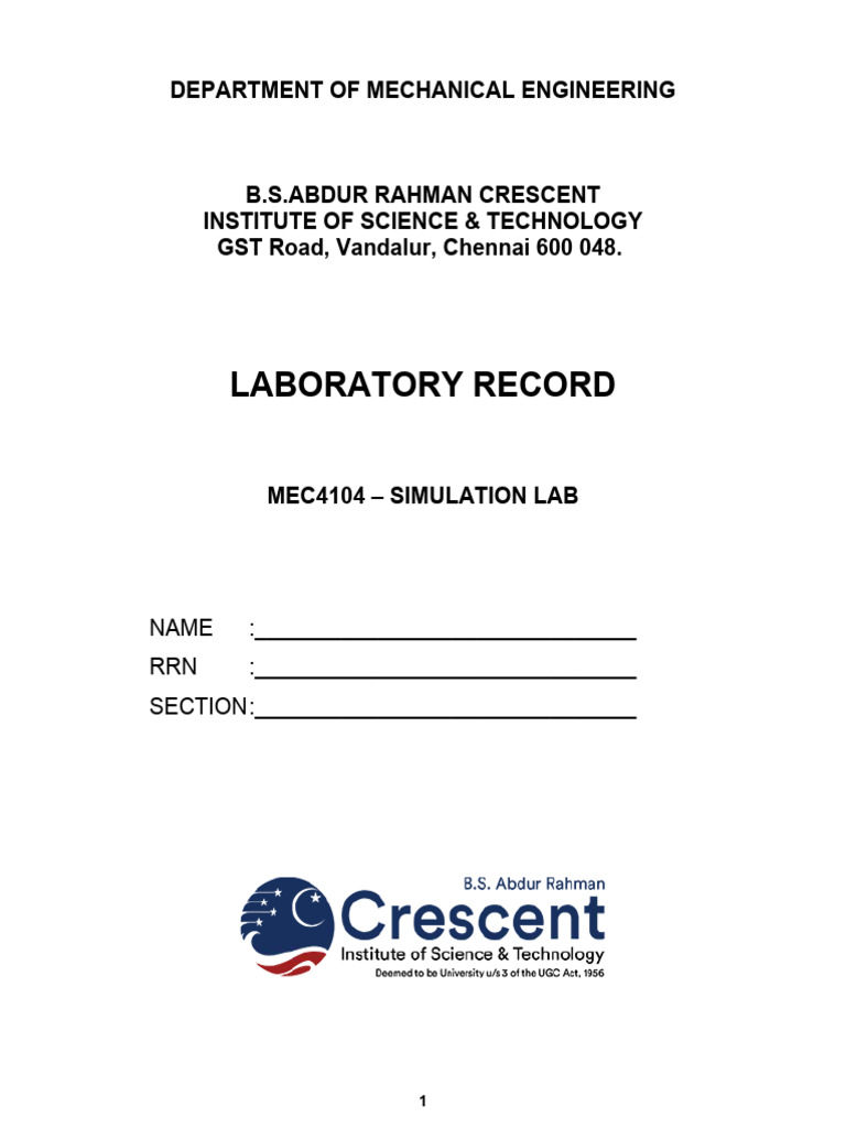 MEC4104 Simulation Lab - Record Main | PDF | Differential Equations ...