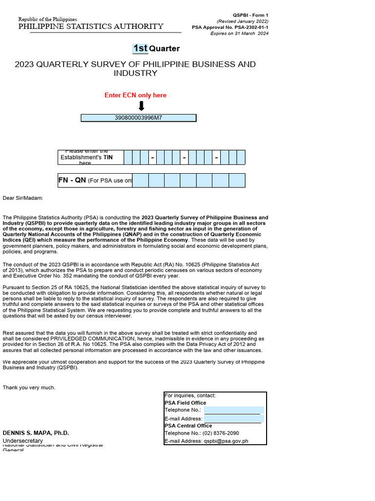 2023 QSPBI Questionnaire - Excel Questionnaire 1 1 | PDF | Cost Of ...