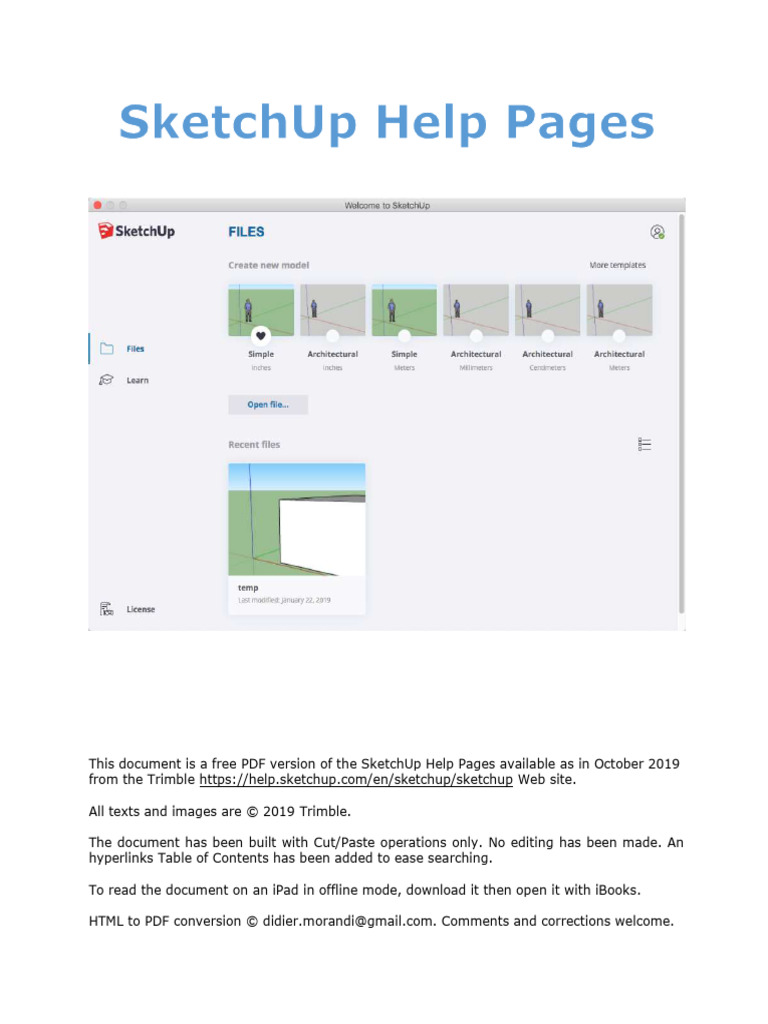 SketchUp 2019 Help Pages | PDF | Sketch Up | Window (Computing)