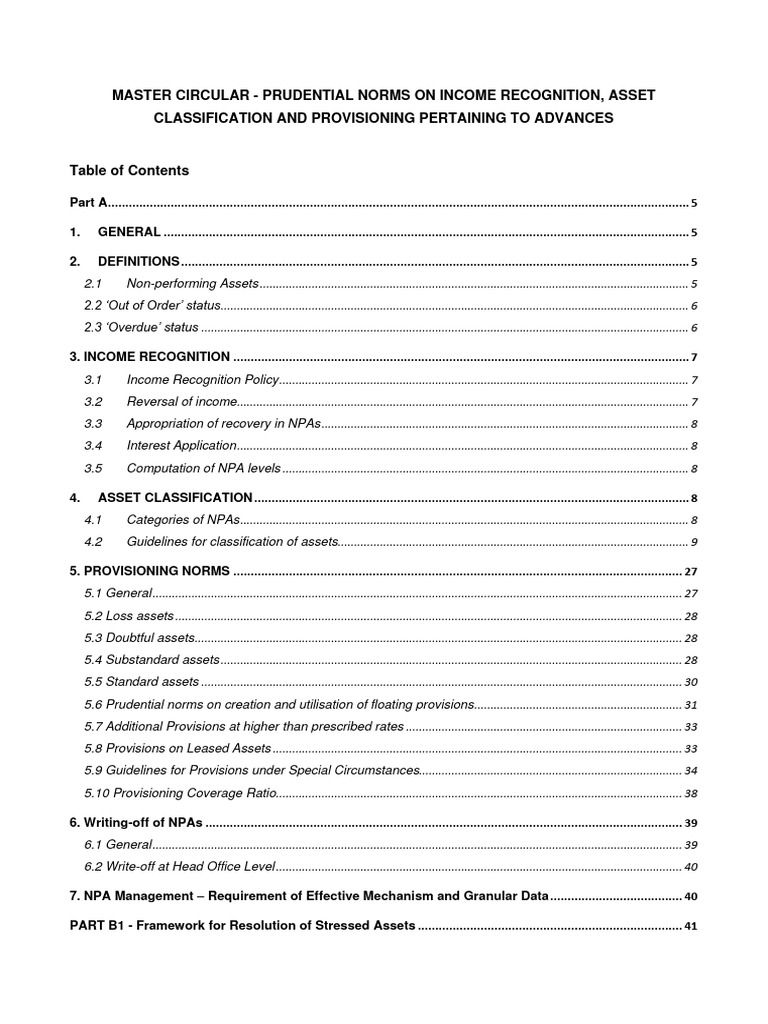 Prudential Norms on Income & Asset Classification | PDF | Banks | Loans