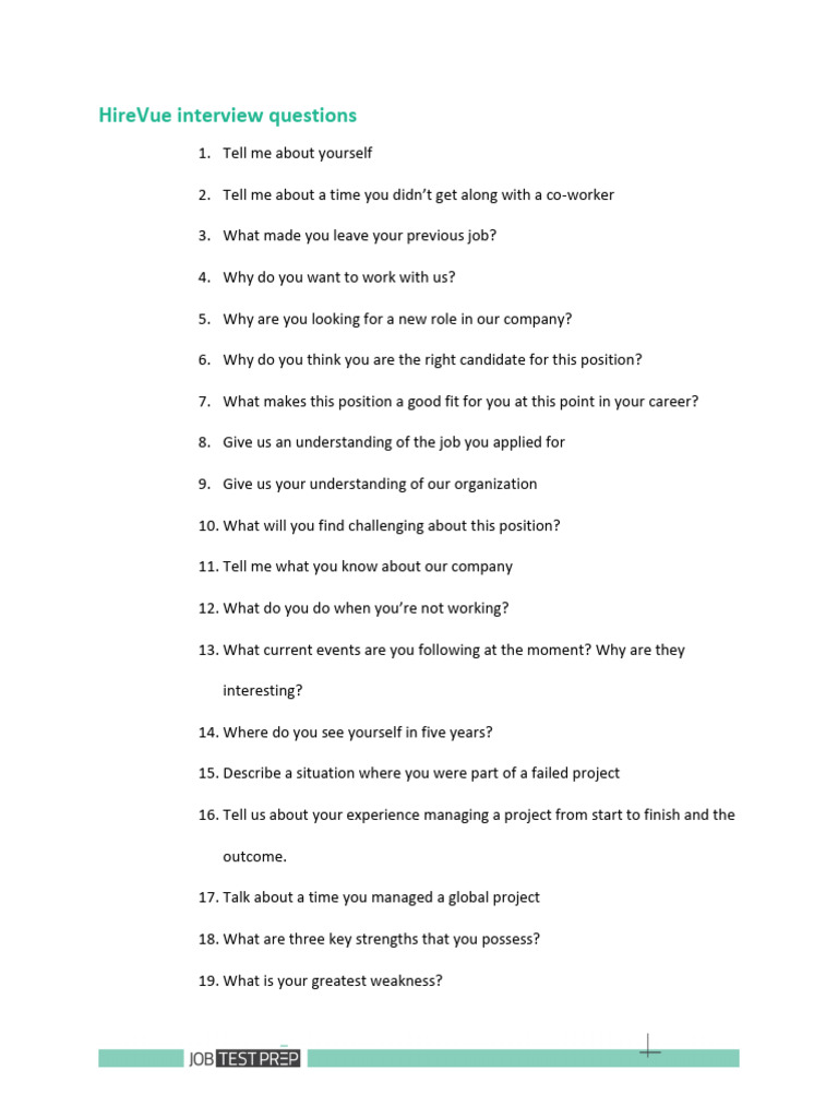 Hirevue Interview Questions PDF | PDF | Leadership | Human Communication