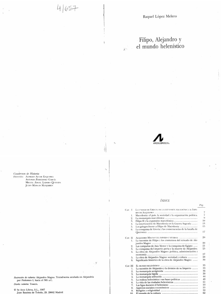 Filipo, Alejandro y El Mundo Helenistico. - Lopez Melero, R. | PDF