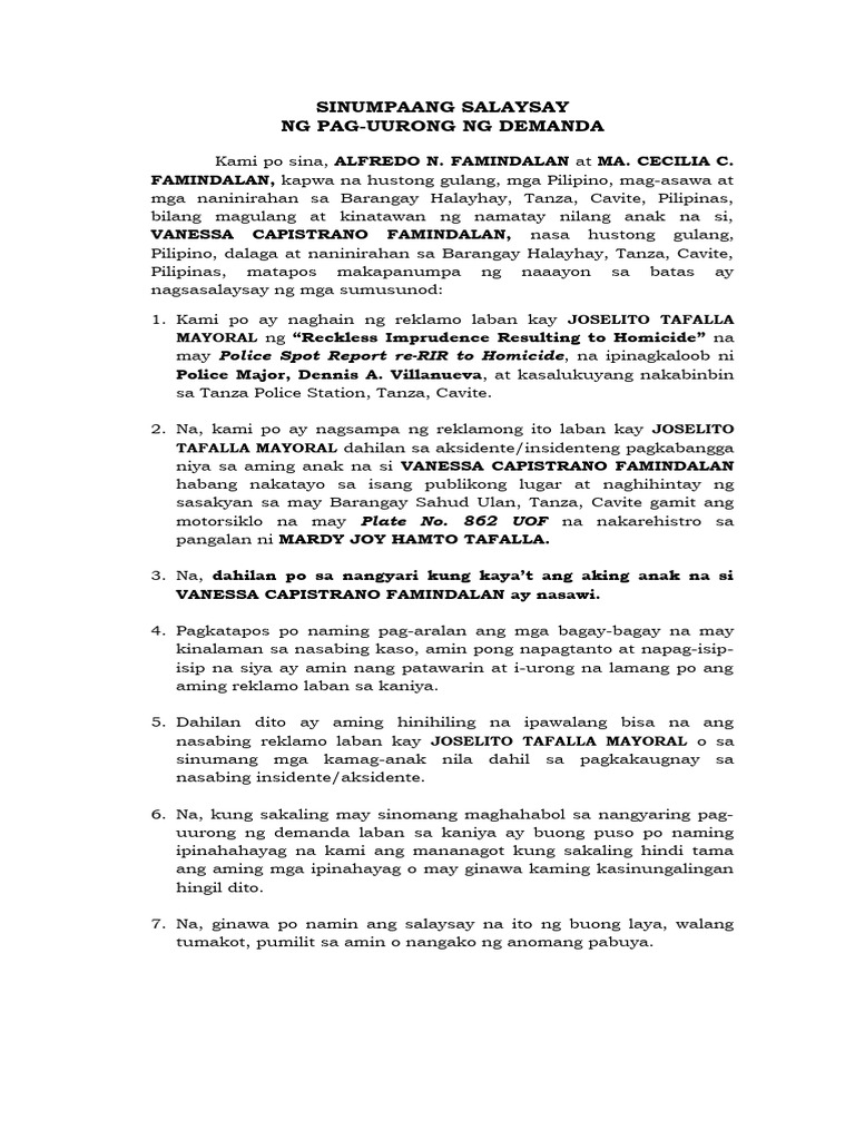 Affidavit of Desistance-Steven | PDF