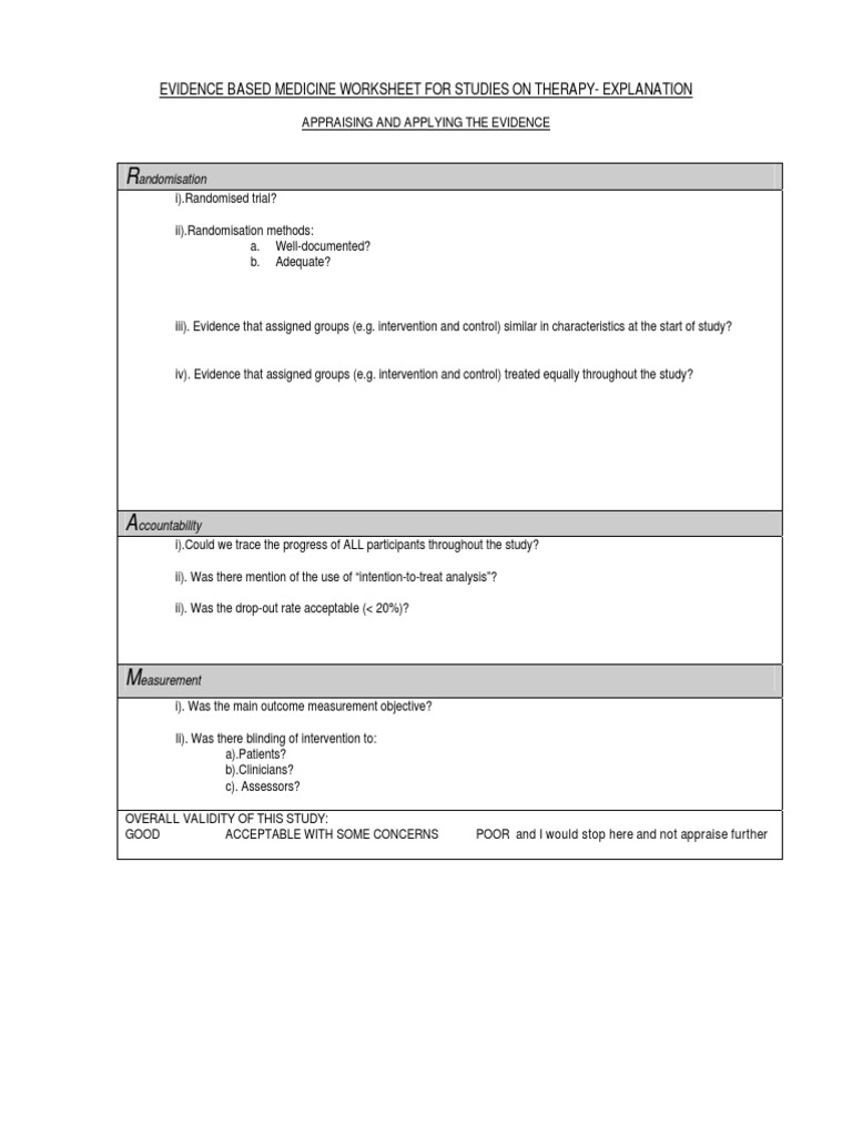 Therapy Worksheet Undergraduate Feb 2008 Explained | PDF | Medical ...