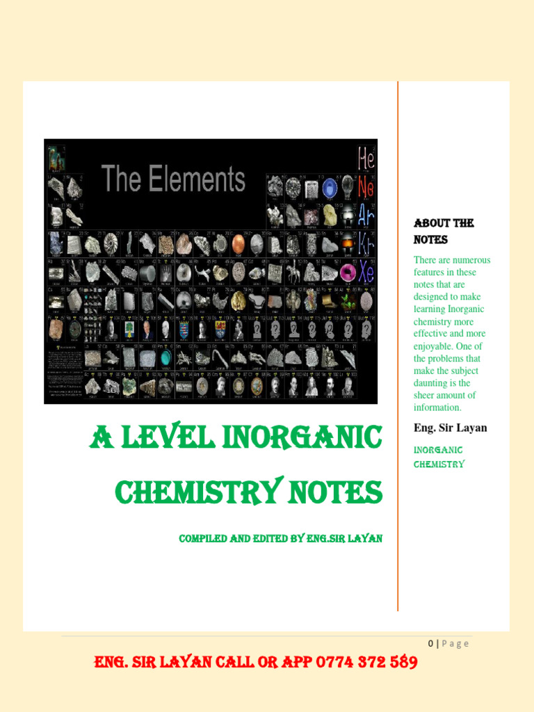 Inorganic Chemistry Note Book Pdf Chemical Bond Ionic Bonding