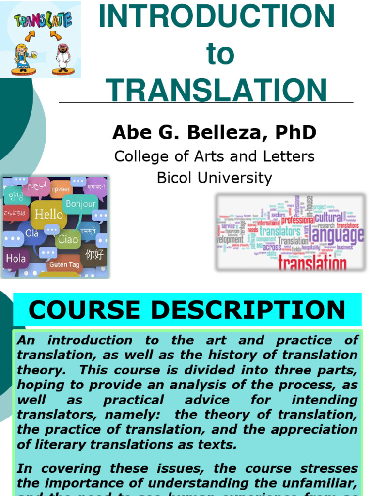 Introduction to Translation Theory | PDF | Translations | Theory