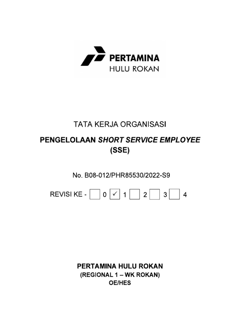 B08-012 - PHR85530 - 2022-S9 Rev.1 TKO Pengelolaan Short Service Employee (SSE) | PDF