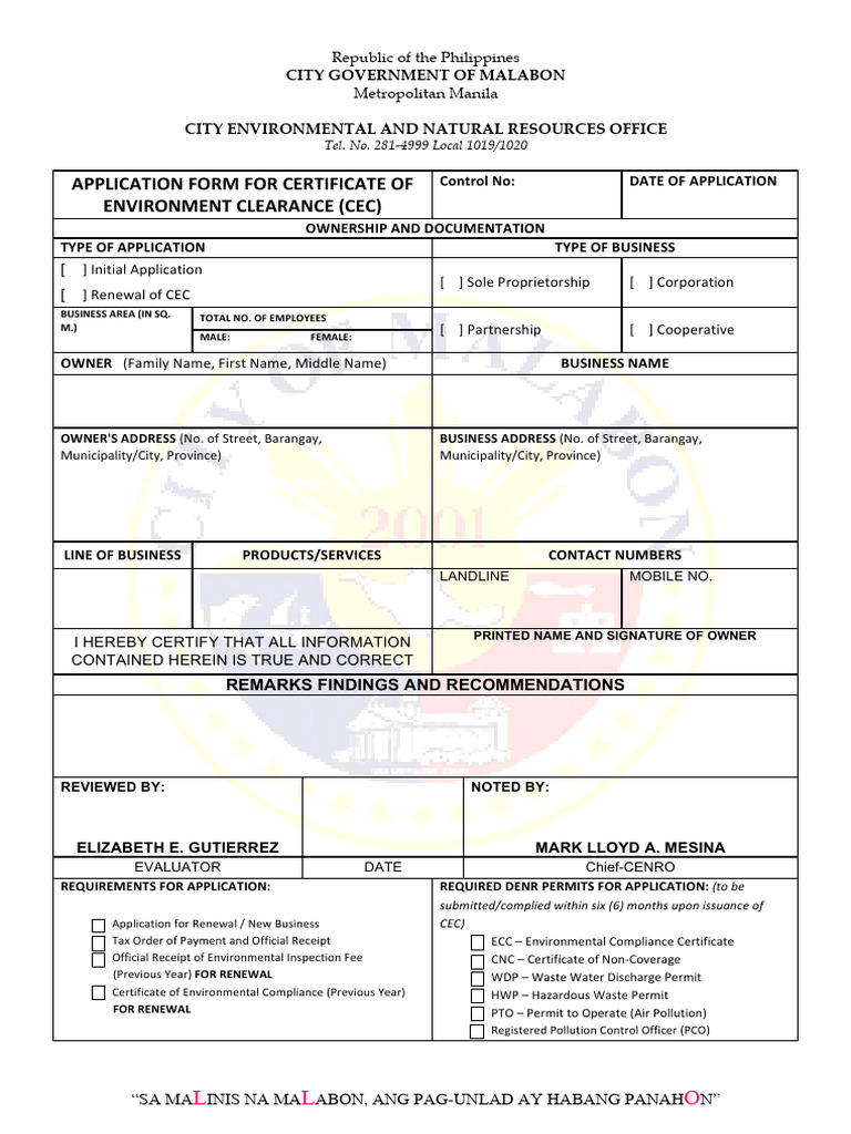 Application-Form-CEC-FINAL | PDF | Environmental Issues | Natural ...