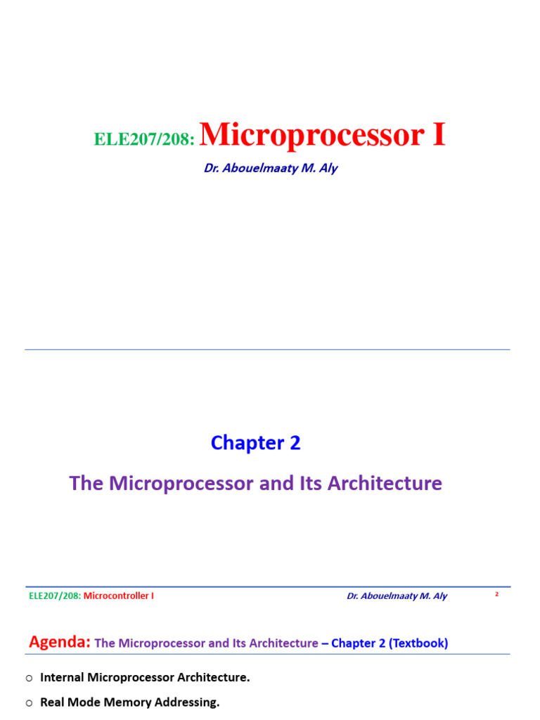 Microprocessor I: Dr. Abouelmaaty M. Aly | PDF | Central Processing Unit | Computer Science