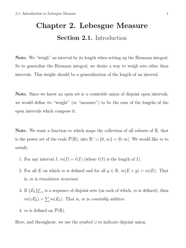 Chapter 2. Lebesgue Measure: Section 2.1. Introduction | Download Free ...