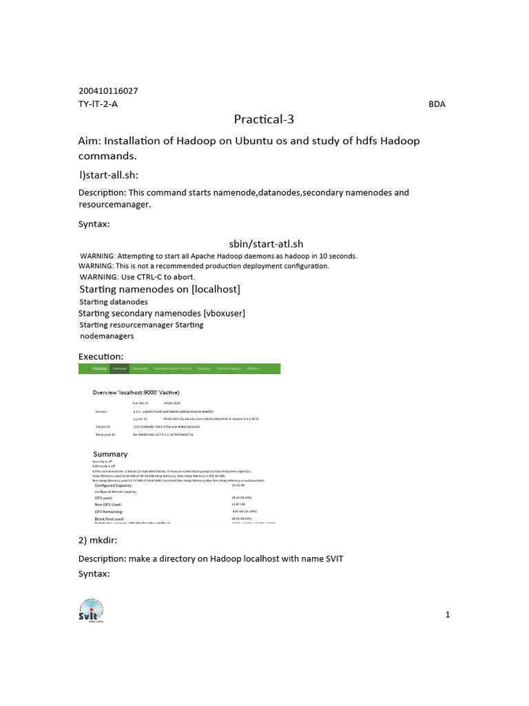 Bda Practical | PDF | Apache Hadoop | Computer File