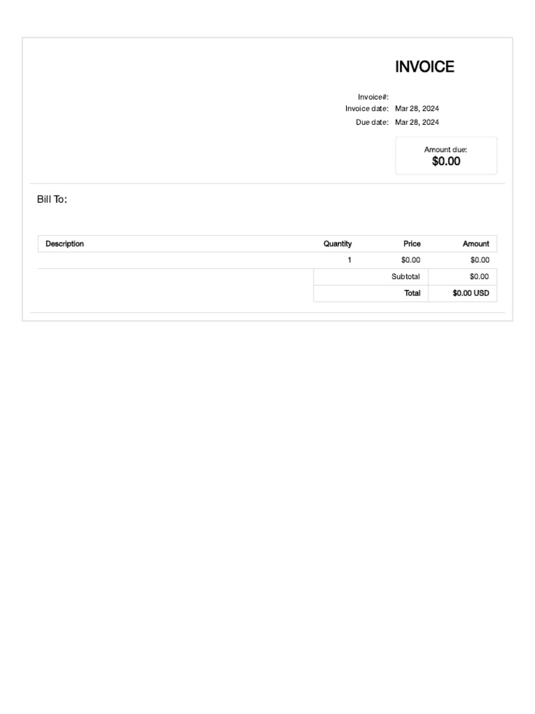 Zero Dollar Invoice - Mar 2024 | PDF