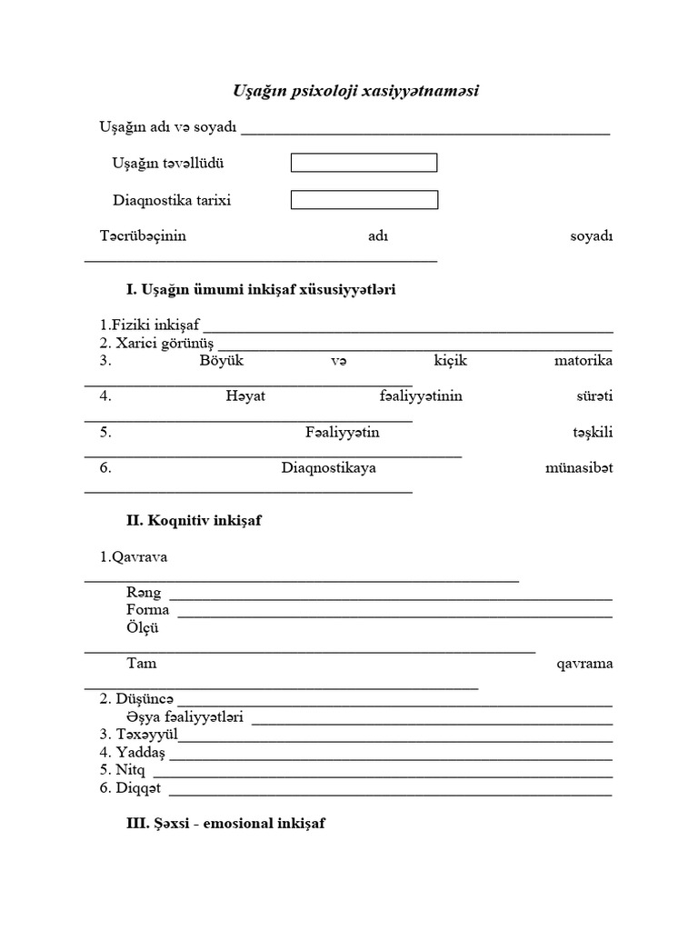 Psixoloji Xarakteristika | PDF