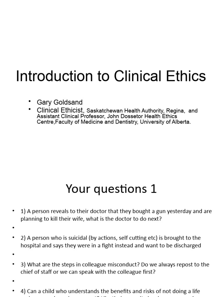 Introduction to Clinical Ethics | PDF | Profession | Medical Ethics