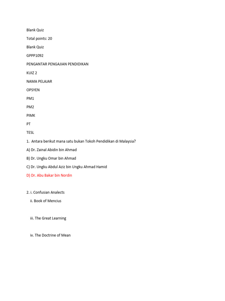 Complete Kuiz 2 | PDF