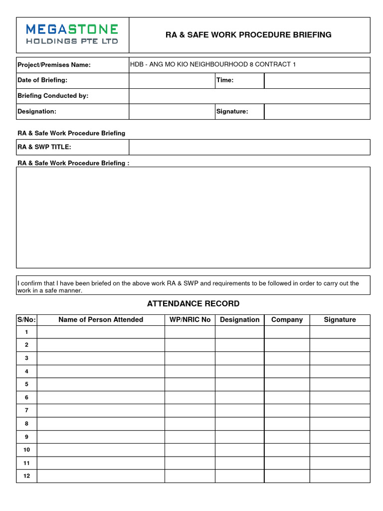 RA & SWP Briefing Form | PDF | Technology & Engineering