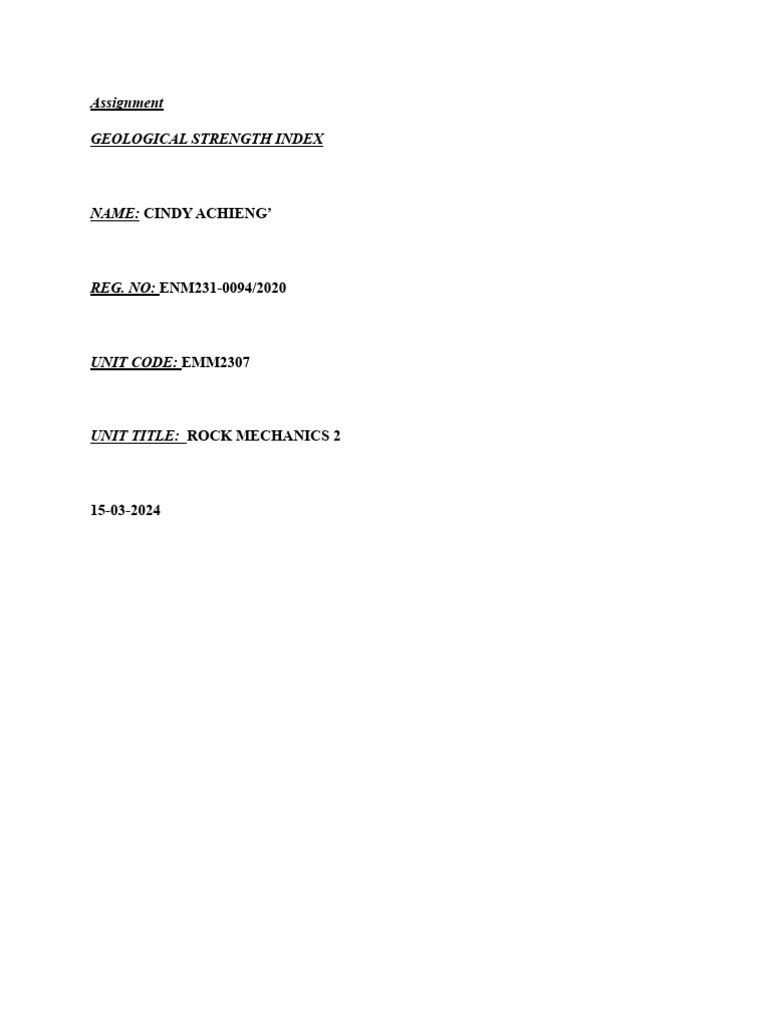 Geological Strength Index Overview | PDF | Strength Of Materials | Rock ...