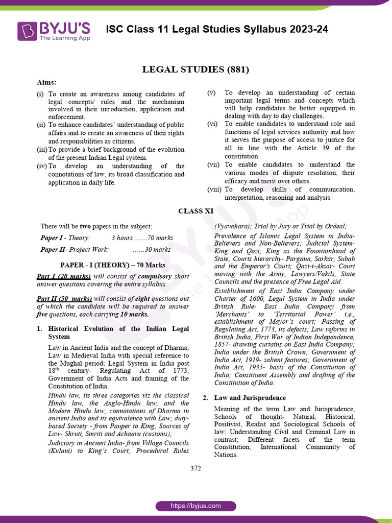 ISC Class 11 Legal Studies Syllabus 2023 24 | PDF | Tort | Crimes