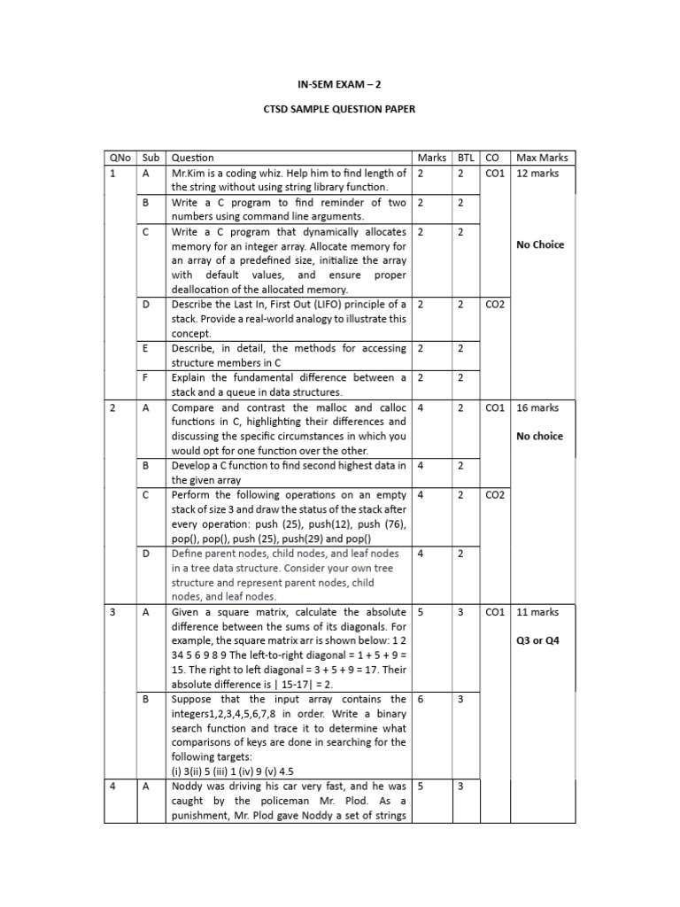 CTSd-In-Sem-2 Sample QP | PDF | Queue (Abstract Data Type) | Computer ... CTSd-In-Sem-2 Sample QP | PDF | Queue (Abstract Data Type) | Computer ...
