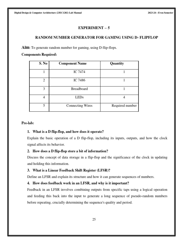 Experiment 5 - DDCA | PDF | Digital Electronics | Electronic Design