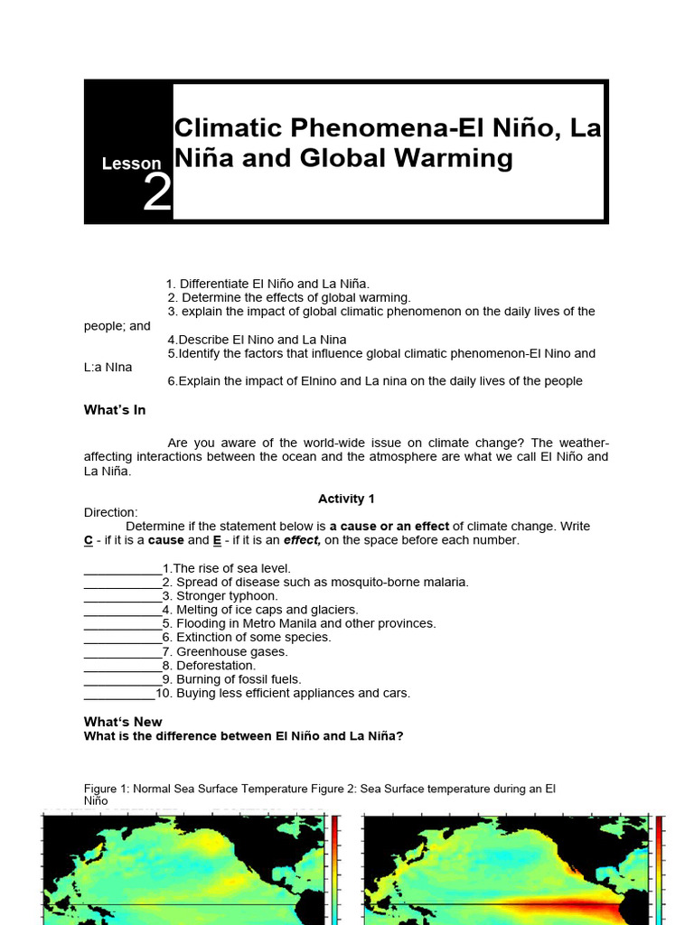 WORKSHEET CLIMATE PHENOMENON | PDF | Climate Change | Atmosphere Of Earth