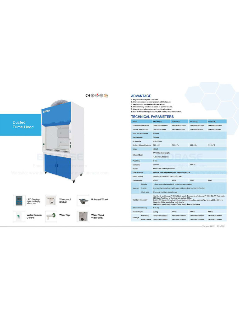 Biobase Fume Hood - FH1000 (E) | PDF