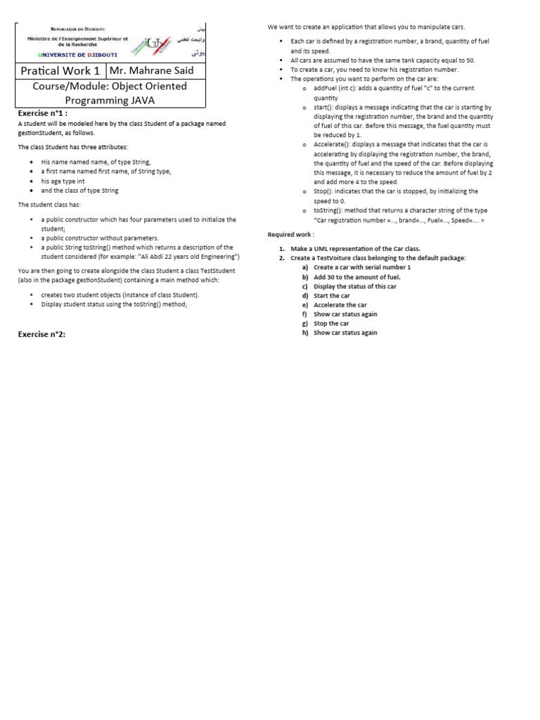 Pratical Work 1 (Récupération automatique) | PDF | Class (Computer Programming) | Method ...
