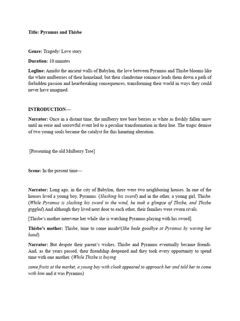 Pyramus and Thisbe: A Tragic Love Story | PDF | Mystery, Thriller ...
