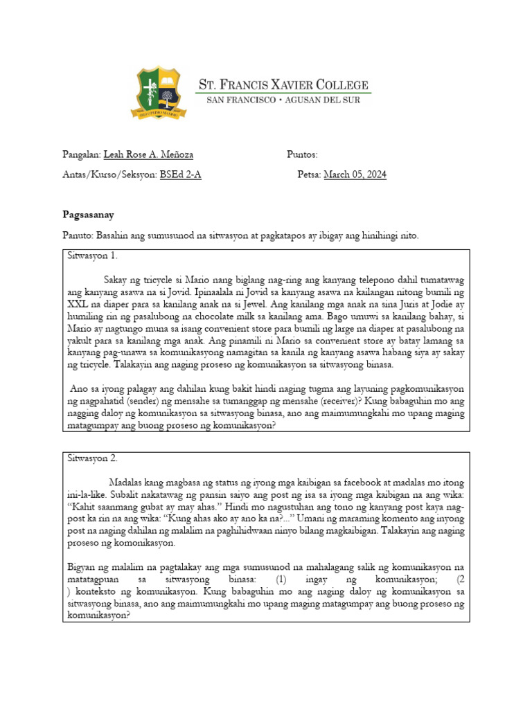 Pagsasanay Meñoza | PDF